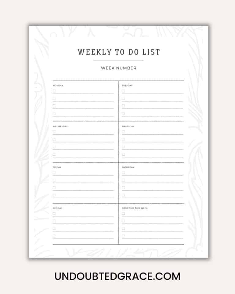 50+ FREE To do list Printable Templates for Every Style! | Undoubted Grace