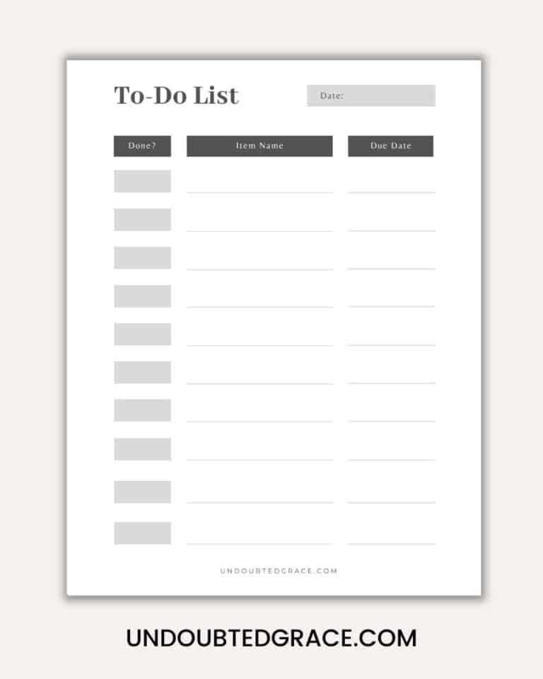 50+ FREE To do list Printable Templates for Every Style! | Undoubted Grace